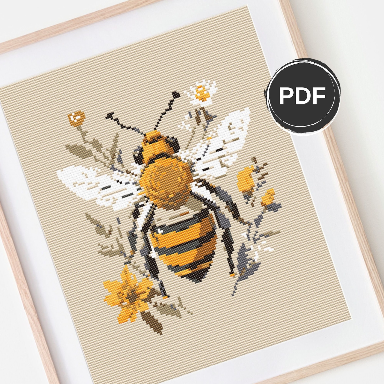Bee Cross Stitch Pattern PDF, Modern Embroidery, Insect Cross Stitch ...
