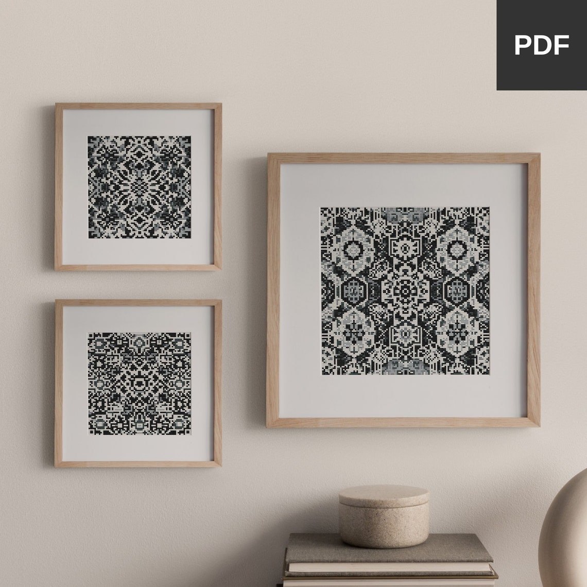 Blackwork Cross Stitch Pattern Bundle, Modern Geometric Cross Stitch ...