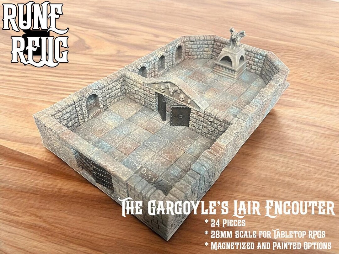 Modular 3d-printed Magnetic Dungeon Tiles the GARGOYLES LAIR SET ...