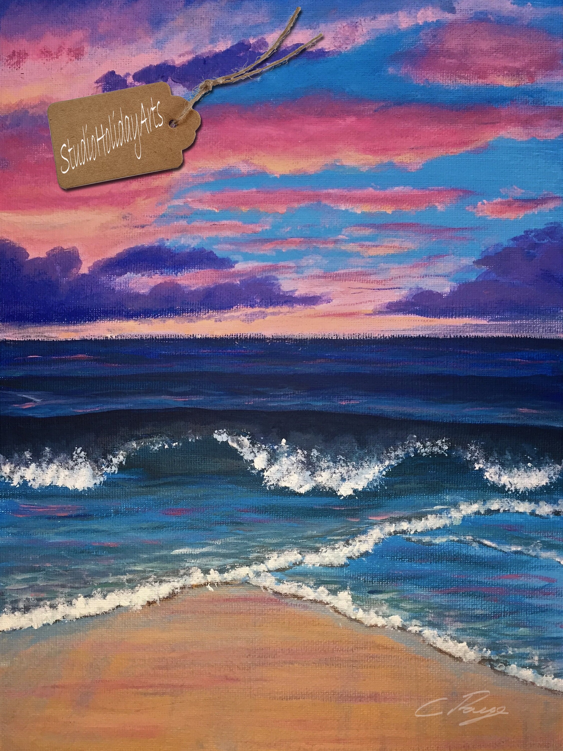 Beach Sunset, PRINTABLE ART, Downloadable Art Print, Digital Art Print ...