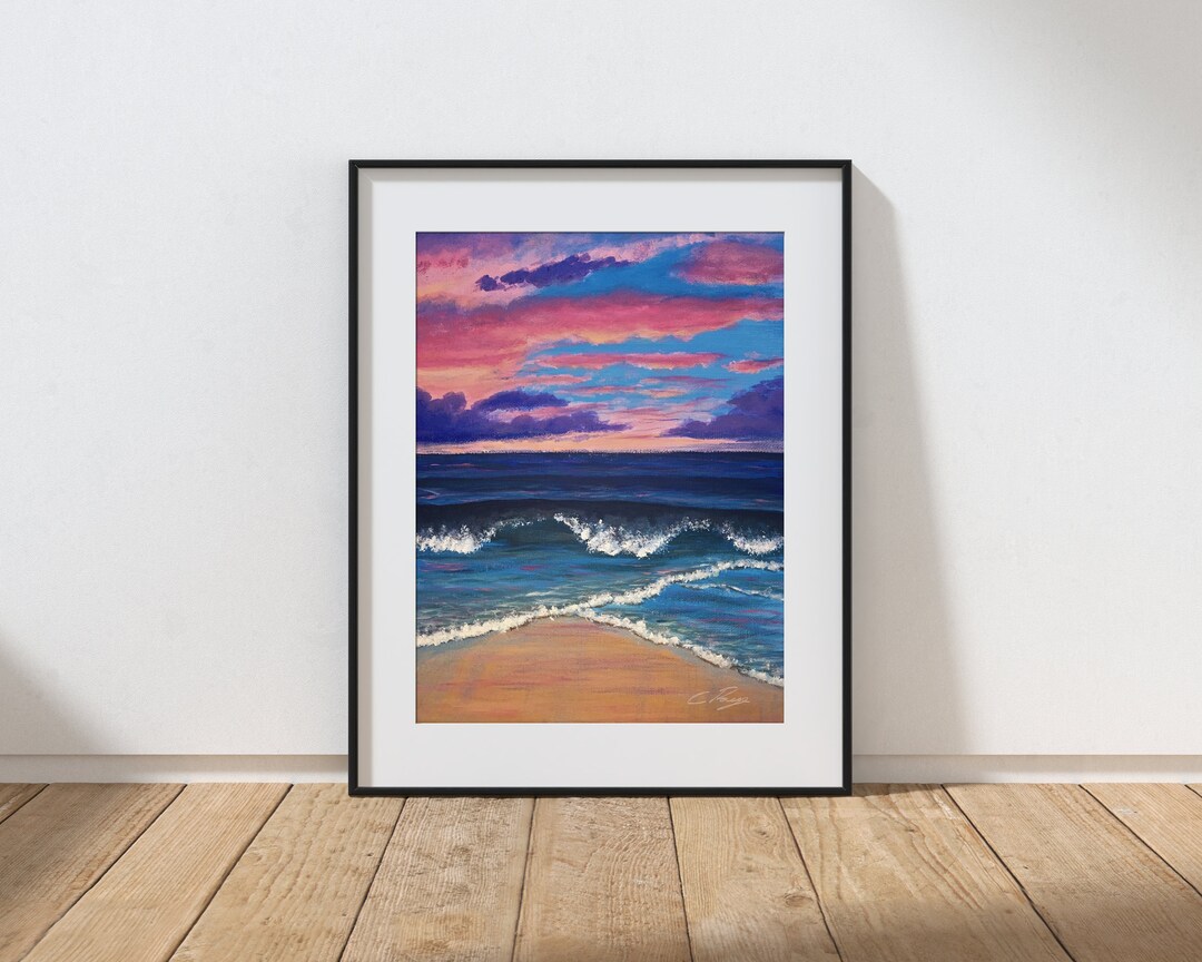 Beach Sunset, PRINTABLE ART, Downloadable Art Print, Digital Art Print ...