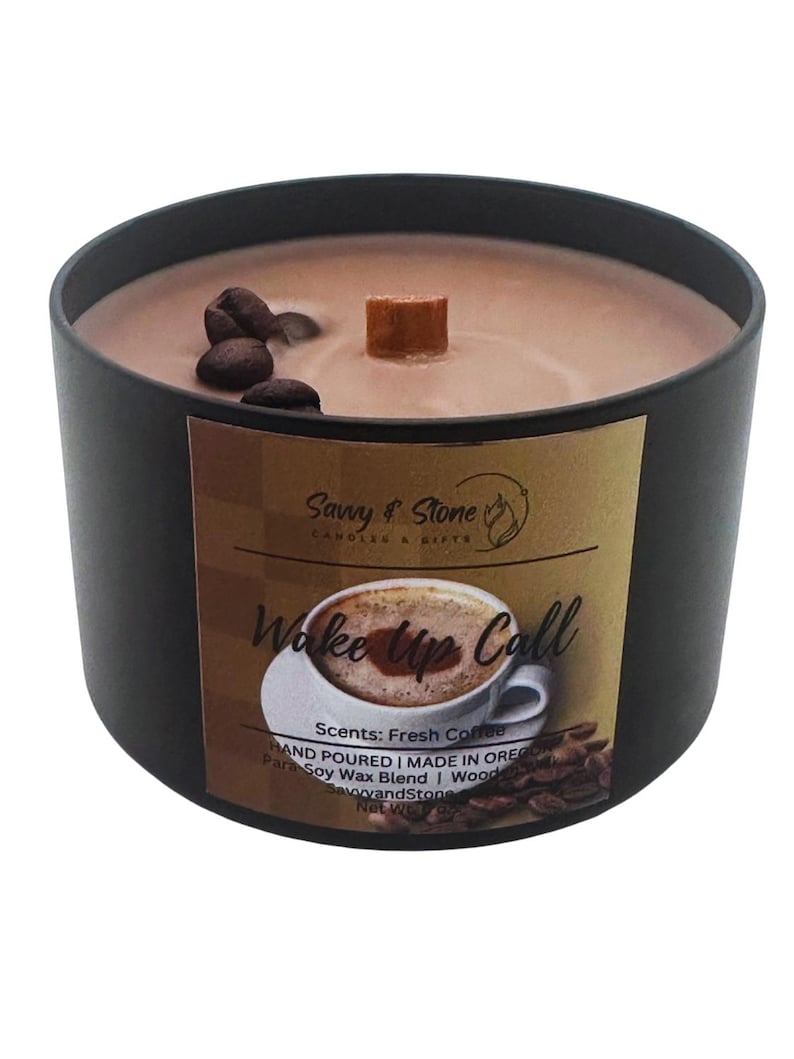 Fresh Brewed Coffee Candle: "wake up Call" | Soy Wax Blend With Wooden ...