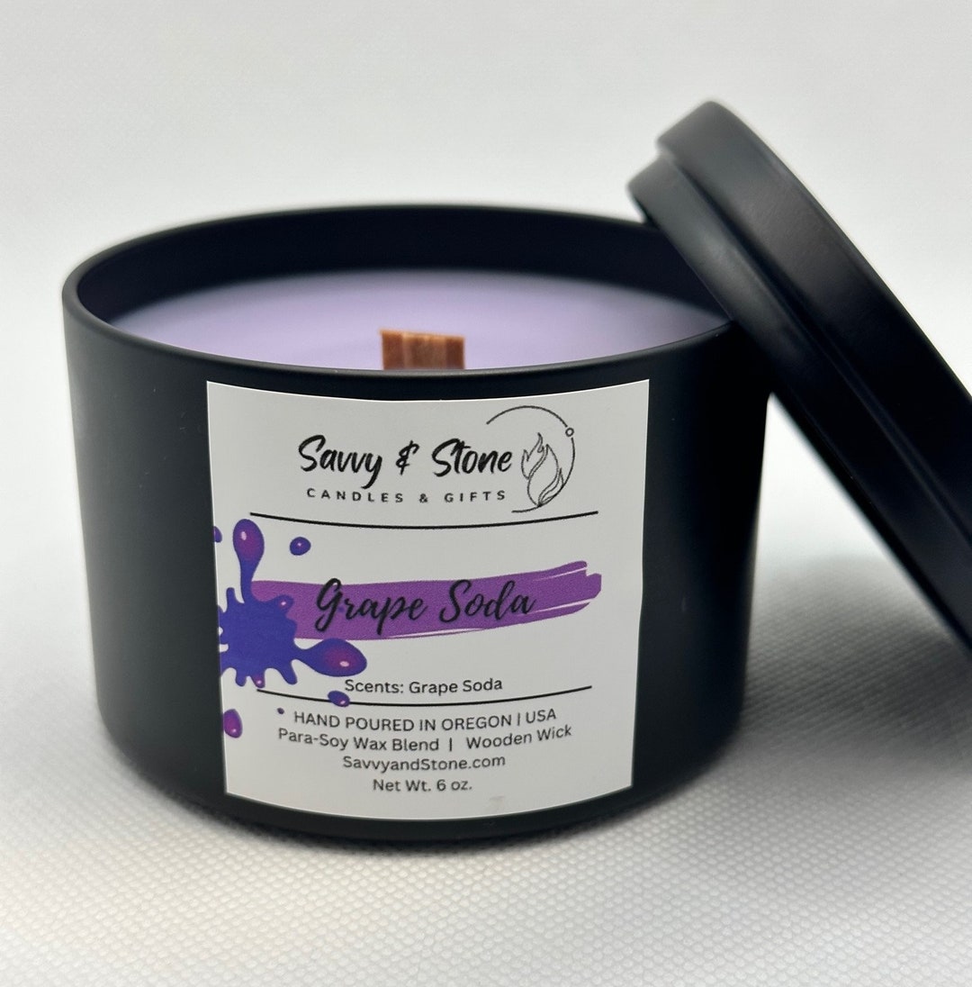Grape Soda | Hand-poured 6oz Wooden Wick Candle | Soy Wax Blend - Etsy