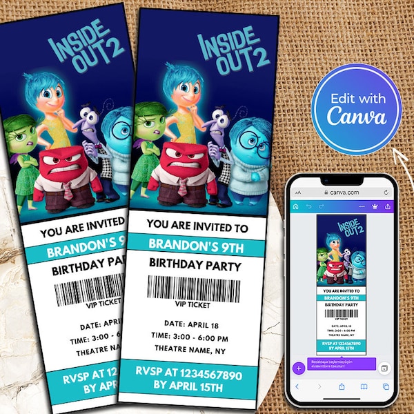 Inside Out Ticket Invitation - Etsy