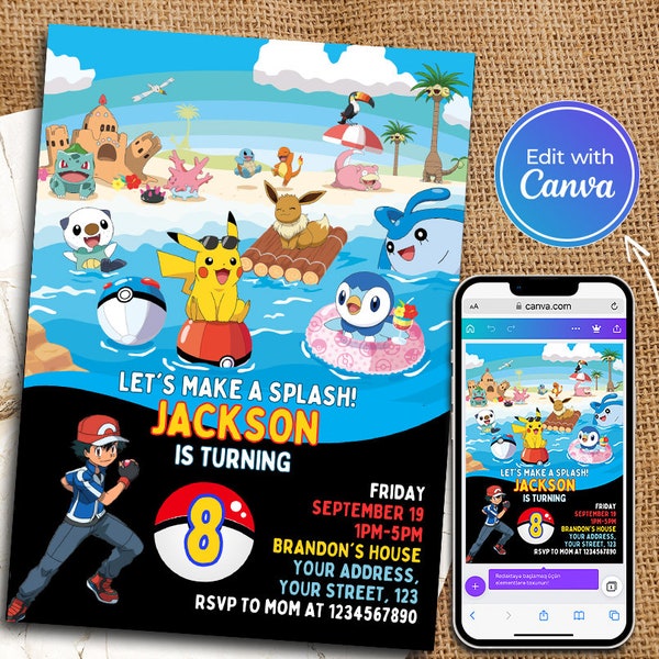 Pokemone Birthday Invitation Digital - Etsy