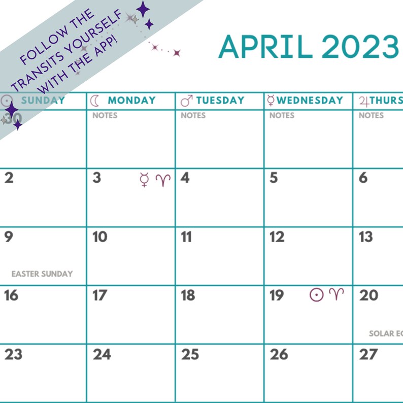 Digital PDF 2023-2024 Astrology Transit Calendar - Etsy