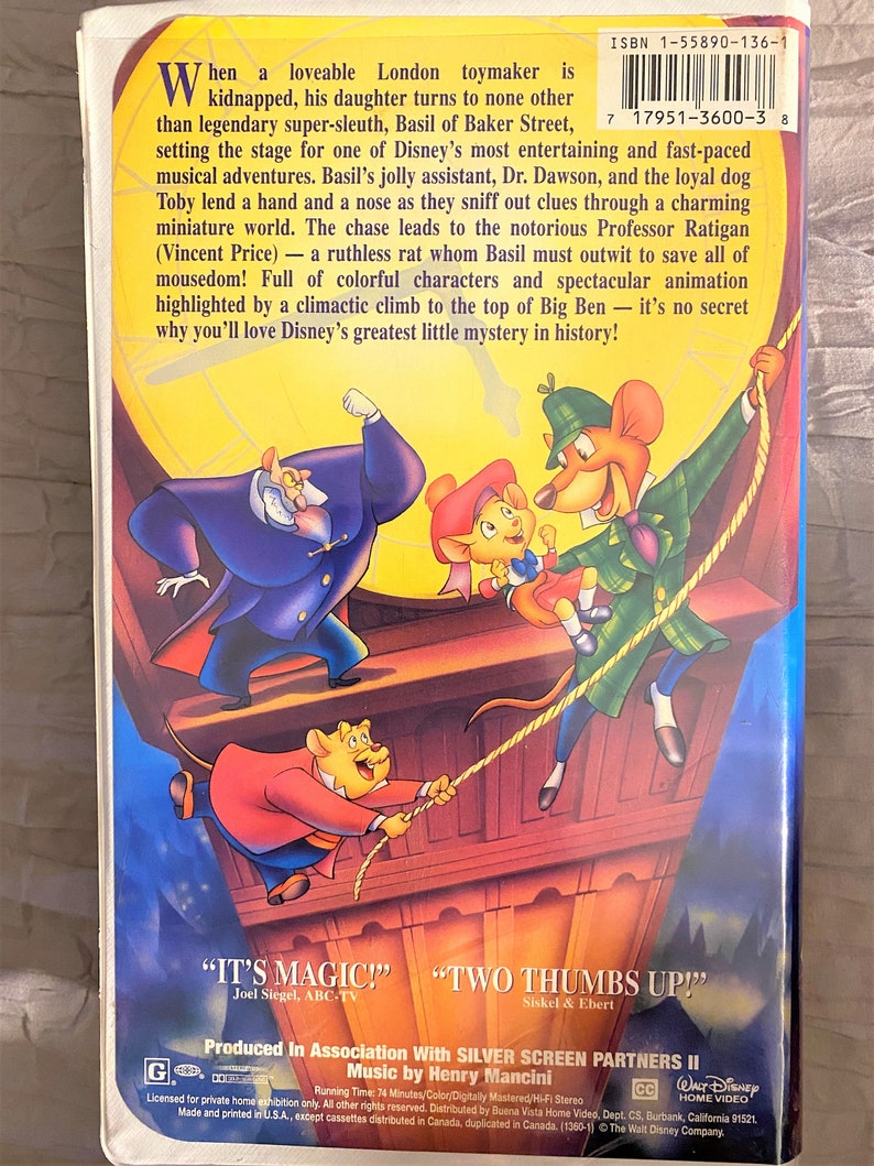 Disney's "the Great Mouse Detective" VHS (black Diamond Edition) - Etsy ...