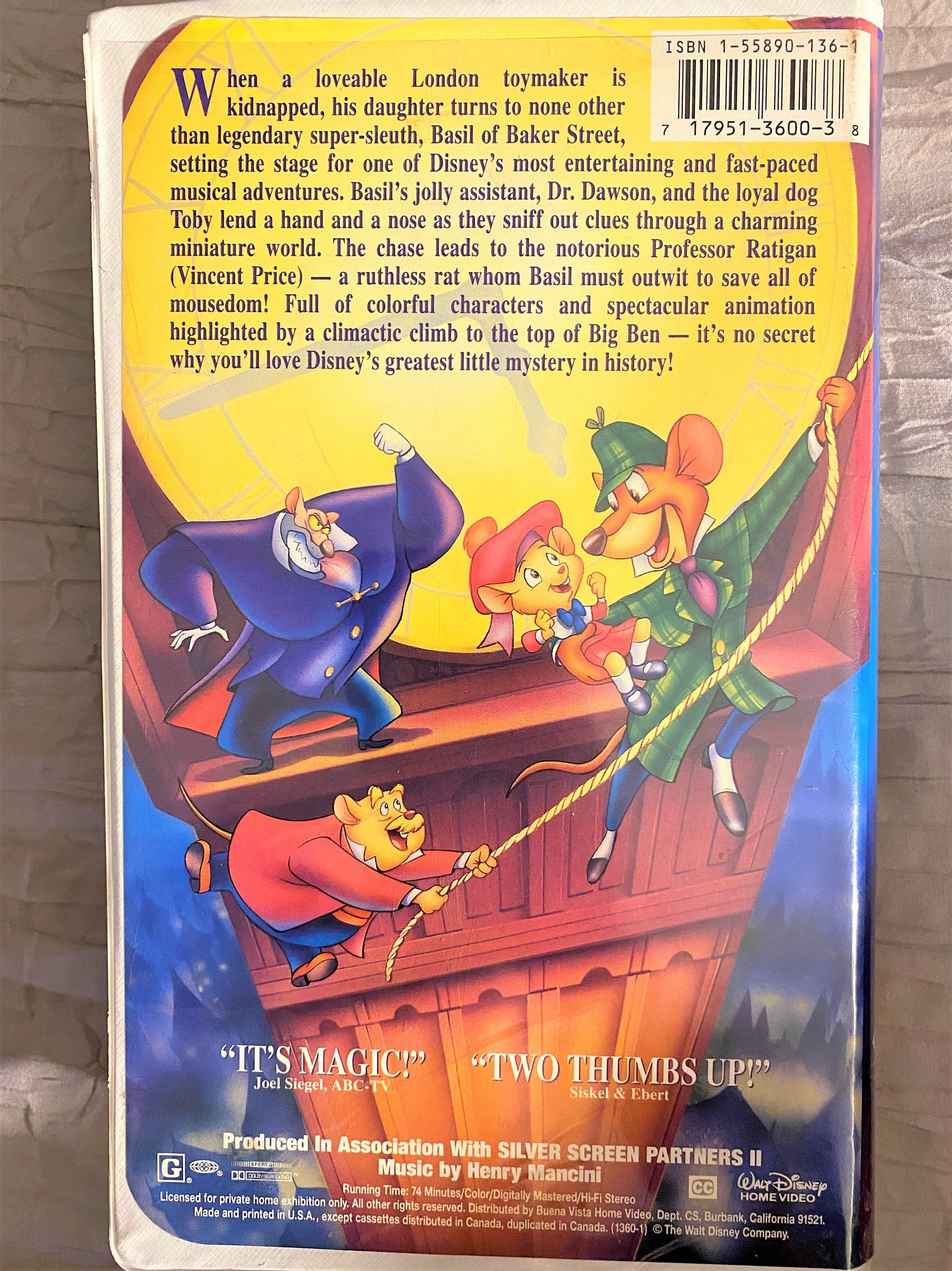 Disney's "the Great Mouse Detective" VHS (black Diamond Edition) - Etsy