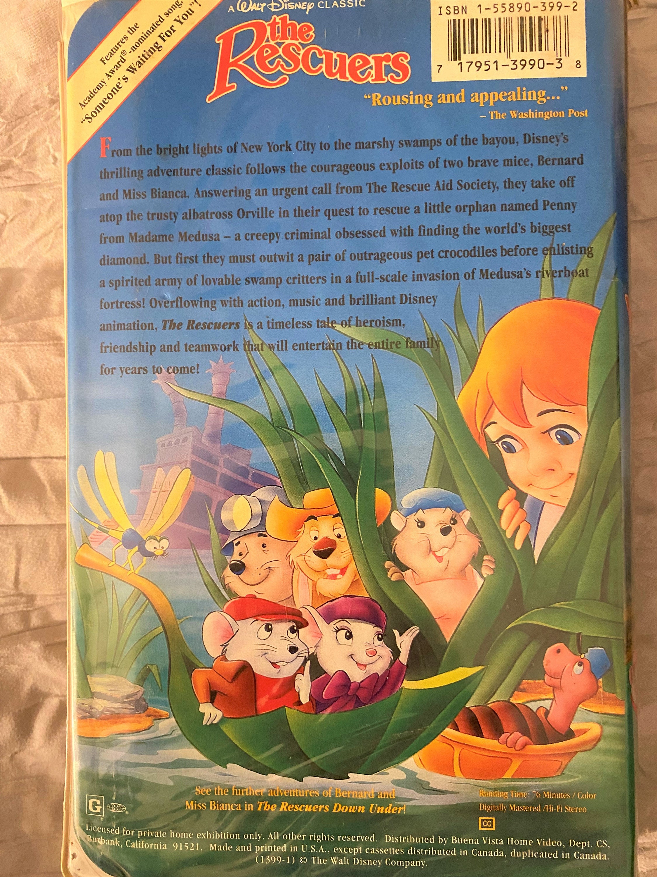 Disney's Black Diamond "the Rescuers" VHS - Etsy