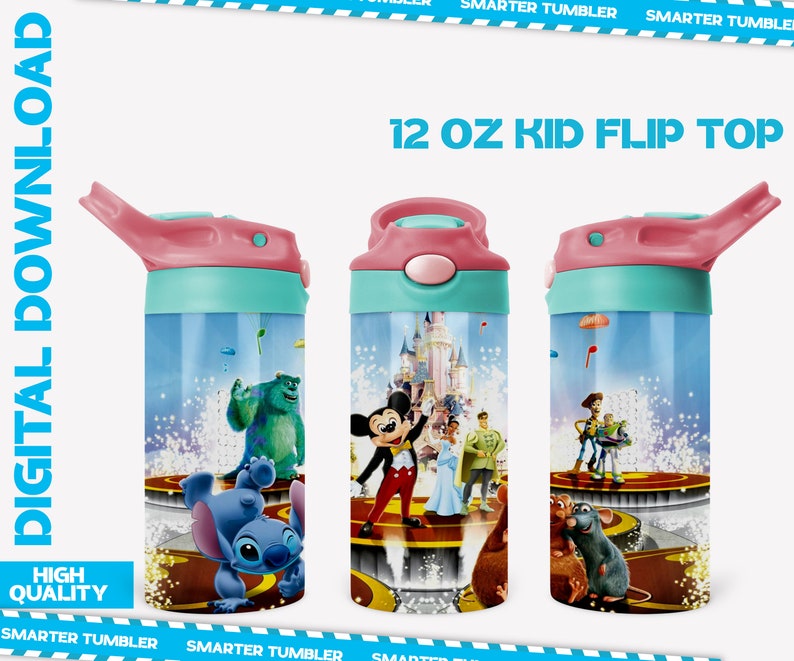 Cartoons 20 Oz 12 Oz Kids Flip Top Sippy Cup Sublimation - Etsy