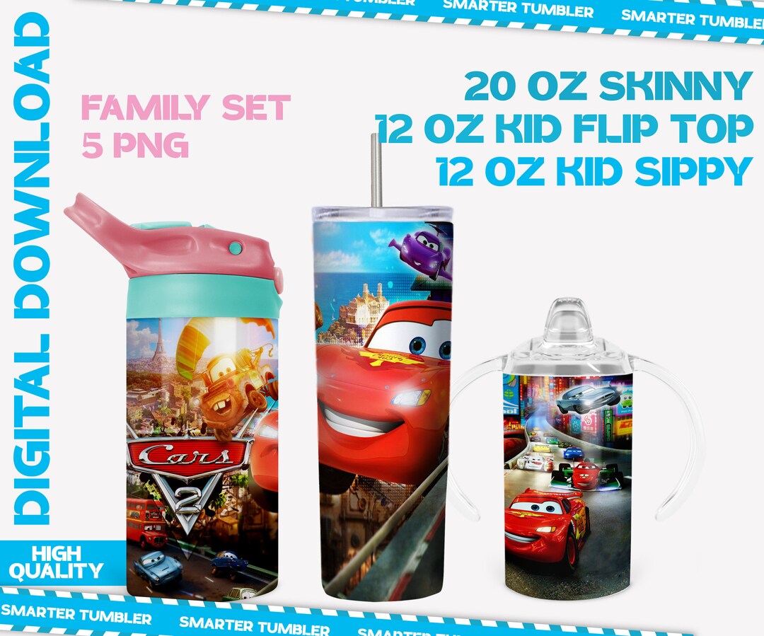 Cars, 20 Oz, 12 Oz Kids Flip Top Sippy Cup Sublimation Design, 12 Oz ...