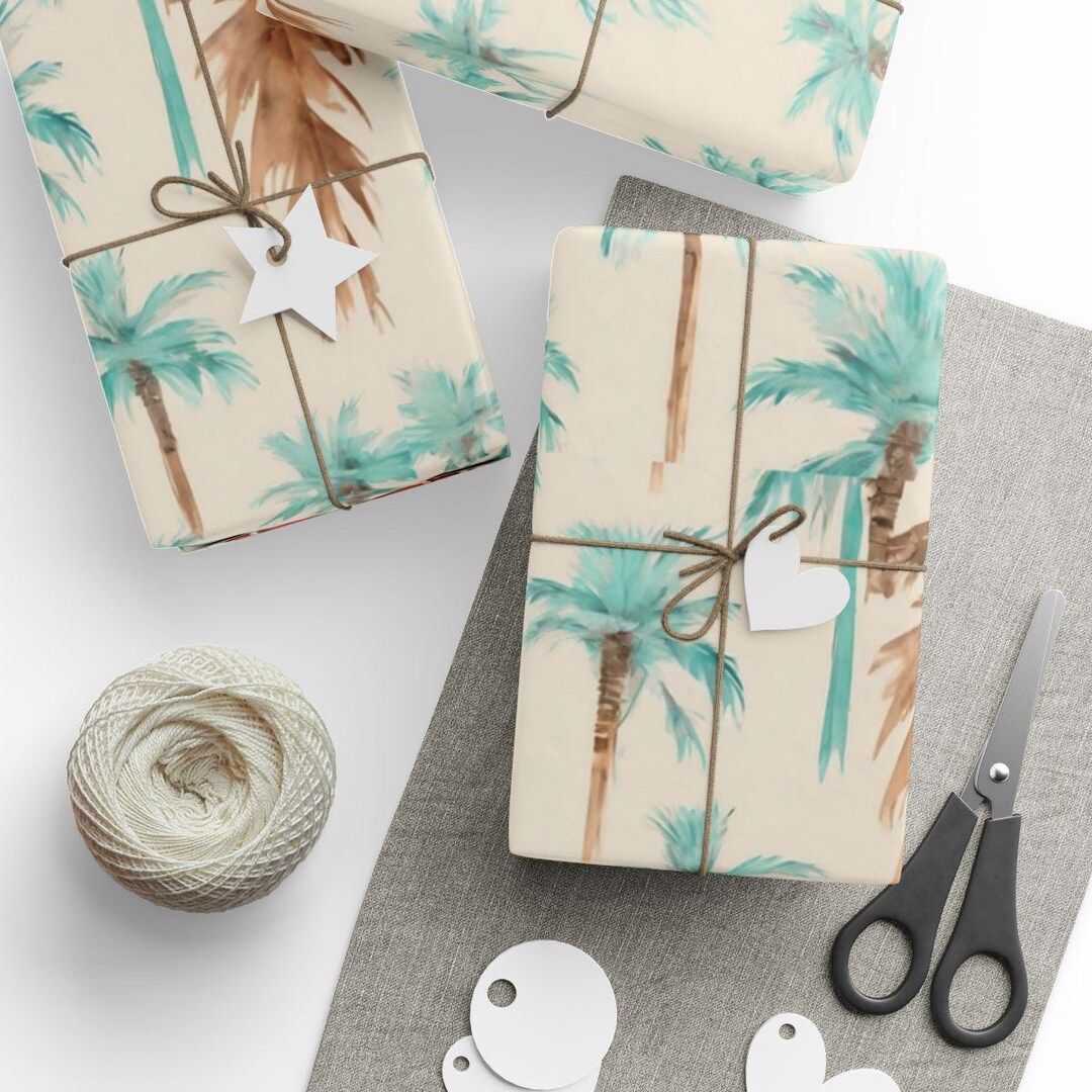 Santa Palm Trees Wrapping Paper, Tropical Christmas Gift Wrap - Etsy