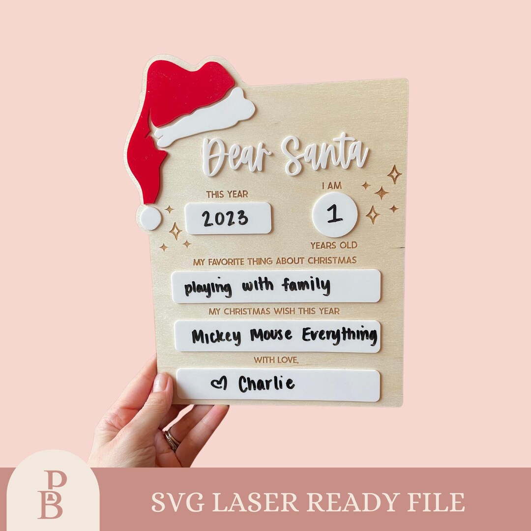 Dear Santa Board SVG Laser File, Reusable Christmas Wish Board, Santa ...