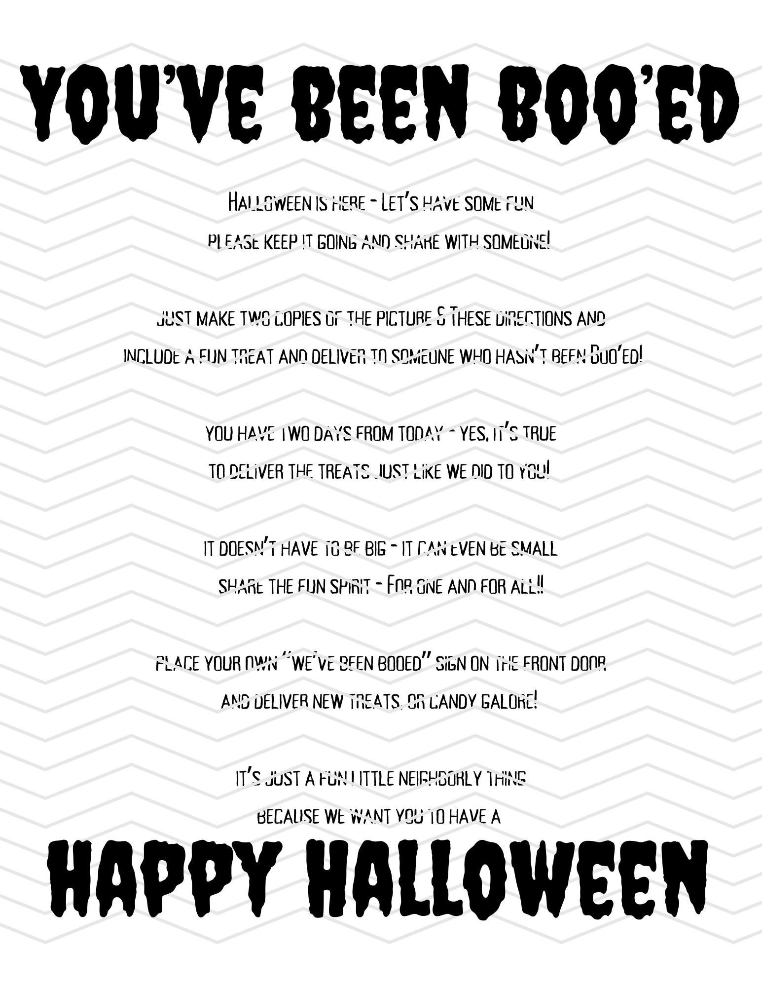 We’ve Been Boo’ed Halloween Printable Sign & Directions – Fun ...