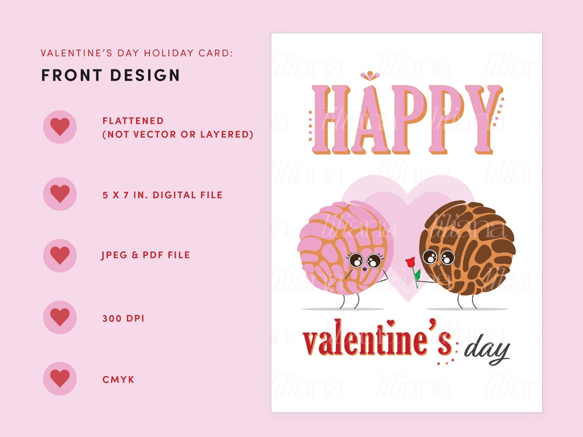 Happy Valentine's Day Concha Valentines Day Card Printable Digital ...
