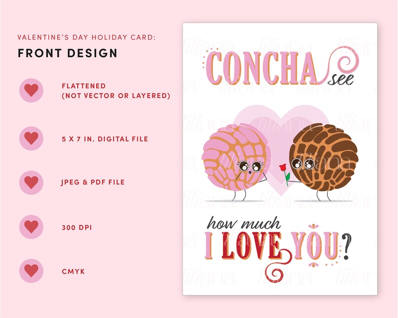 Concha See How Much I Love You Concha Valentines Day Card - Etsy