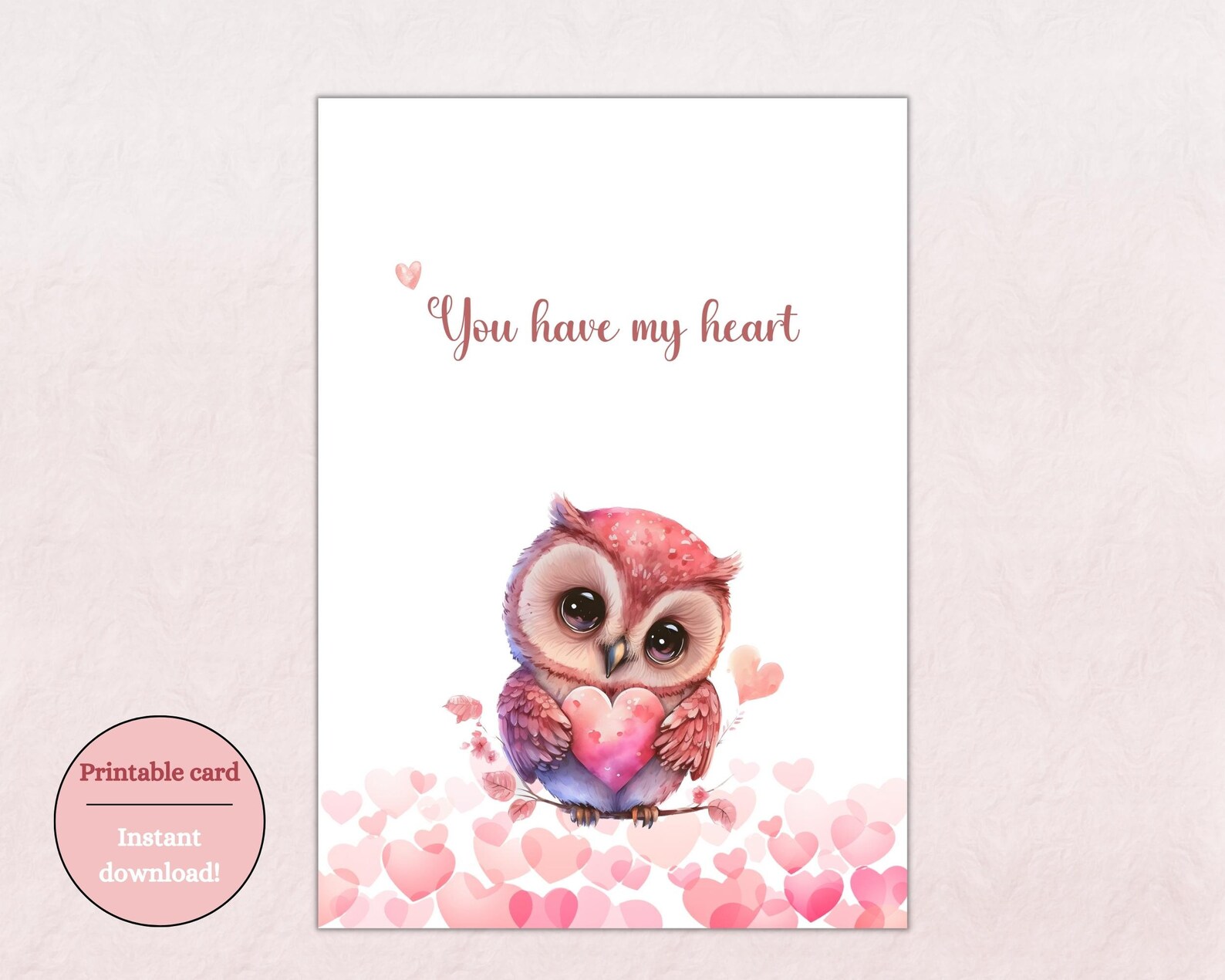 Printable Love Greeting Card With Cute Owl Instant Download - Etsy