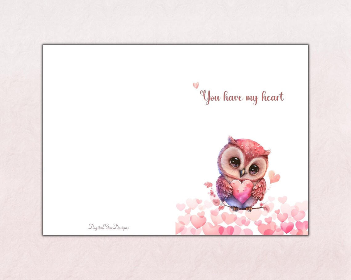 Printable Love Greeting Card With Cute Owl Instant Download - Etsy