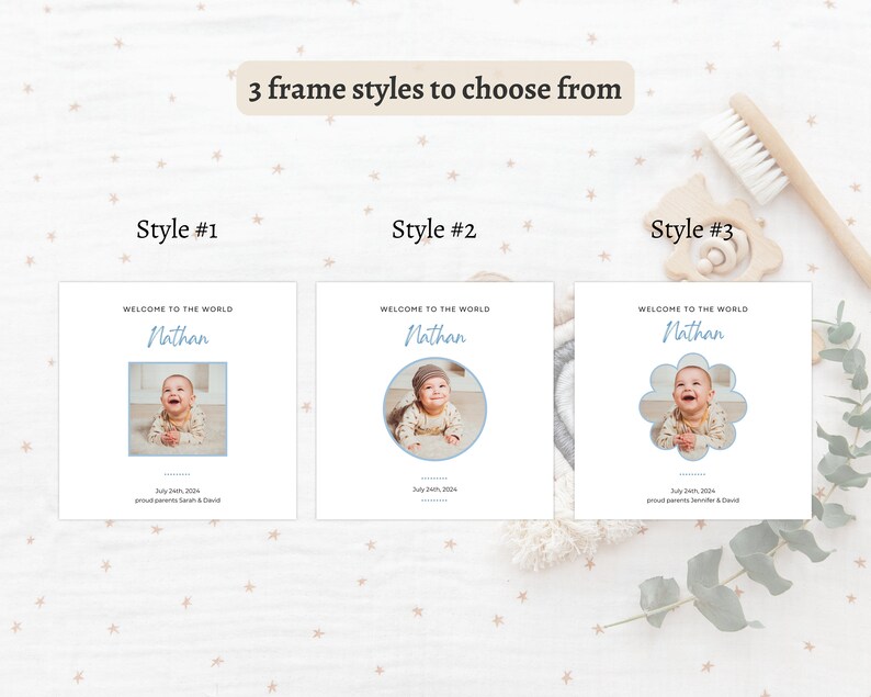 Personalised Printable Digital Newborn Baby Card, Baby Boy, Baby Girl ...