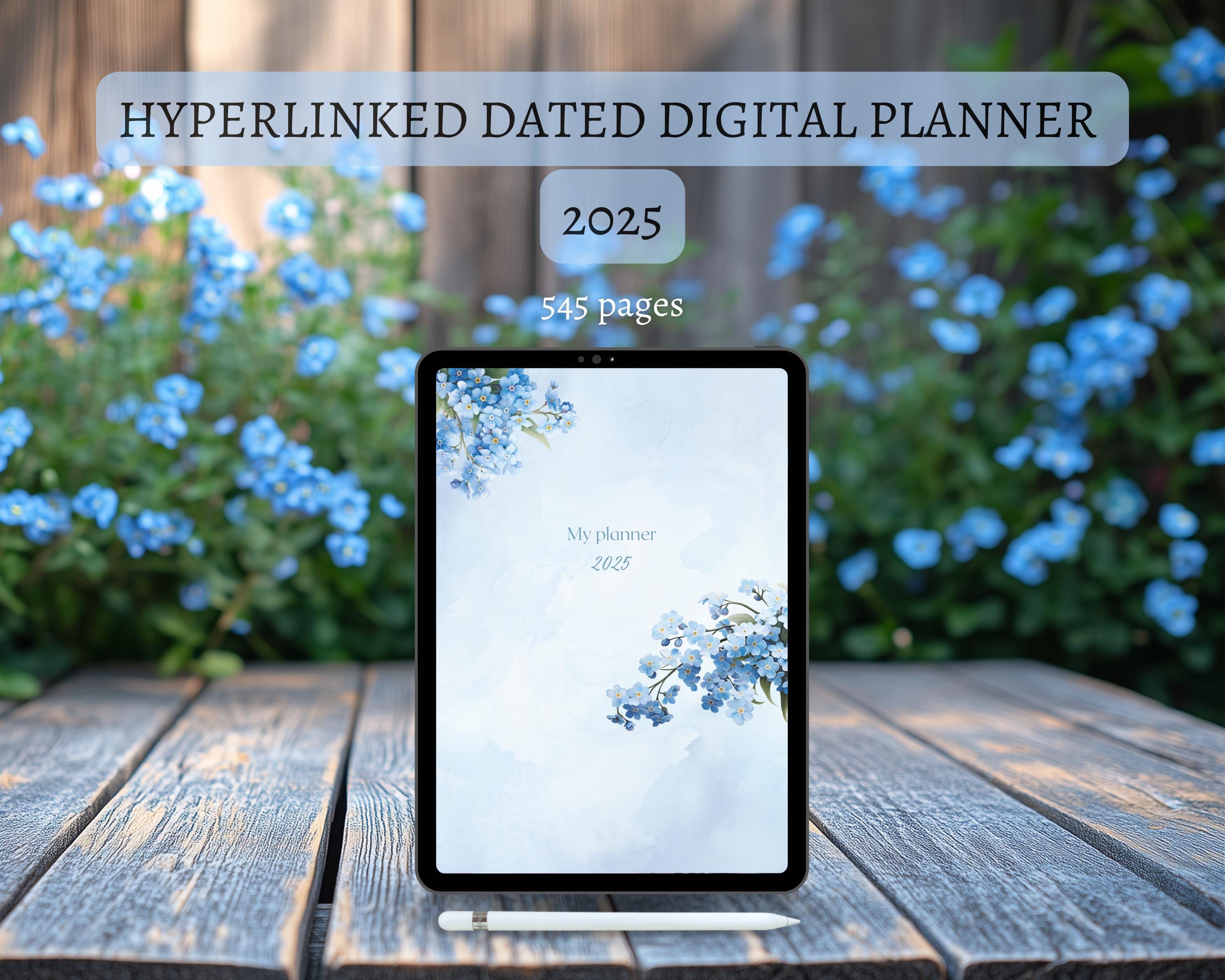 Hyperlinked Dated Digital Planner 2025 With Forget Me Not Flowers - Etsy