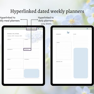 Hyperlinked Dated Digital Planner 2025 With Forget Me Not Flowers - Etsy