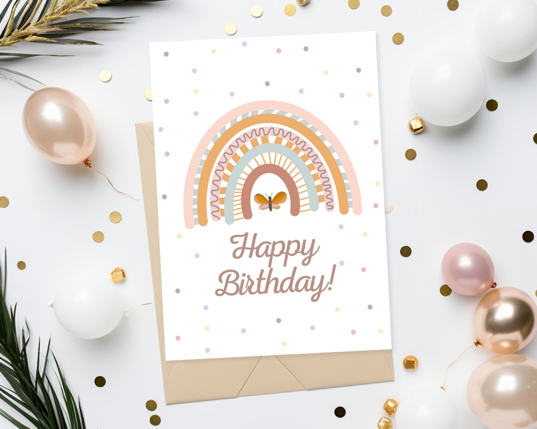 Printable Happy Birthday Card Digital Birthday Card With - Etsy
