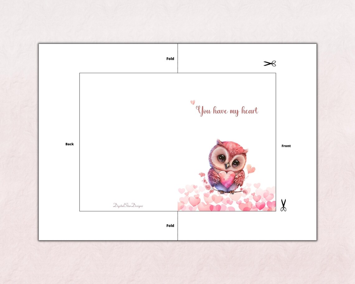 Printable Love Greeting Card With Cute Owl Instant Download - Etsy