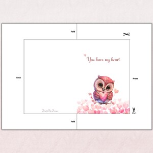 Printable Love Greeting Card With Cute Owl Instant Download - Etsy