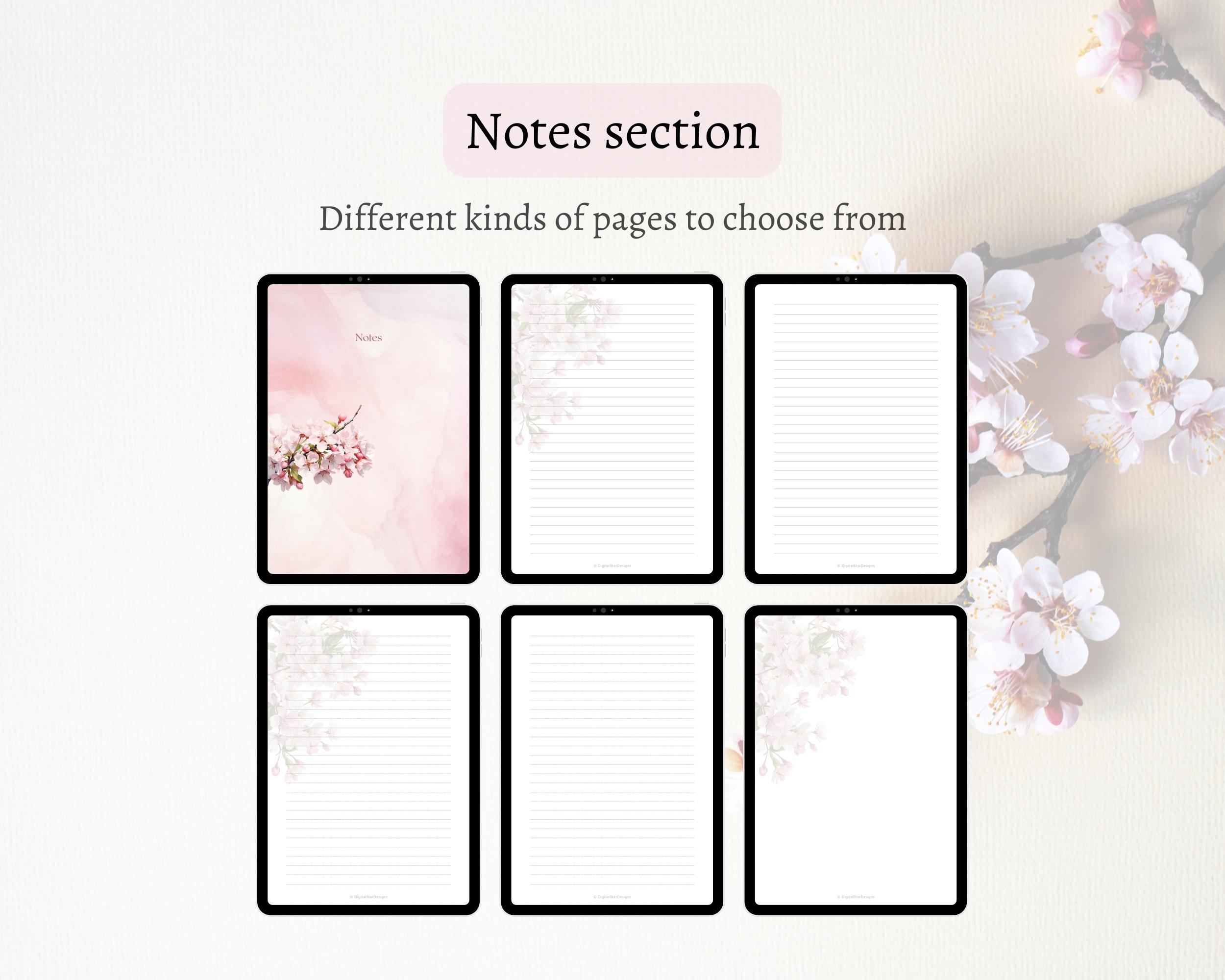 Digital Planner With Cherry Blossoms, Undated Planner, With and Without ...