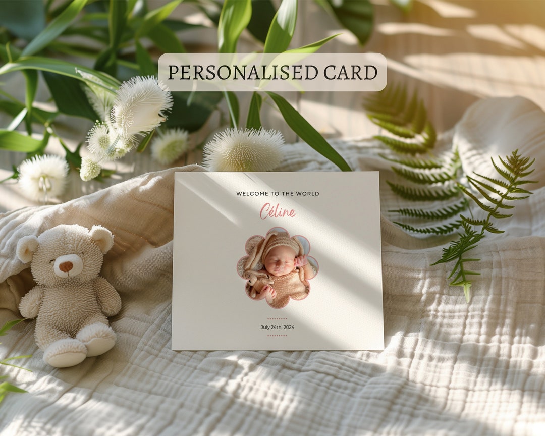 Personalised Printable Digital Newborn Baby Card, Boy, Girl, Welcome to ...