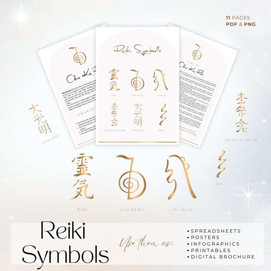 Reiki Symbols Spreadsheet Reiki Printable Poster Gold Reiki - Etsy