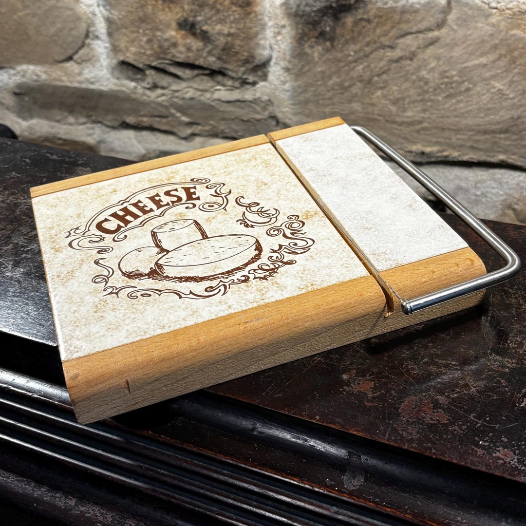 Vintage Cheese Board With Cutter 70s MCM Retro in Ceramic and Wood With ...