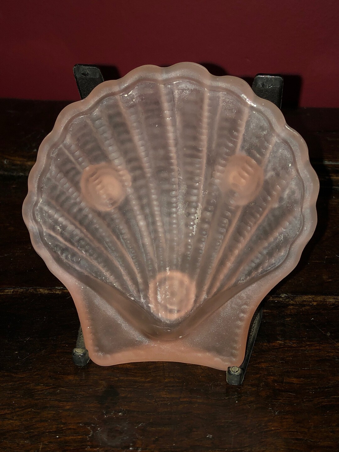Vintage Art Deco Pink Frosted Small Glass Shell Dish - Etsy