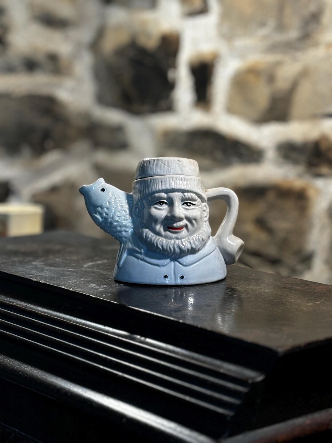 Vintage Novelty Teapot: Fisherman, Fish and Pipe in White Porcelain - Etsy