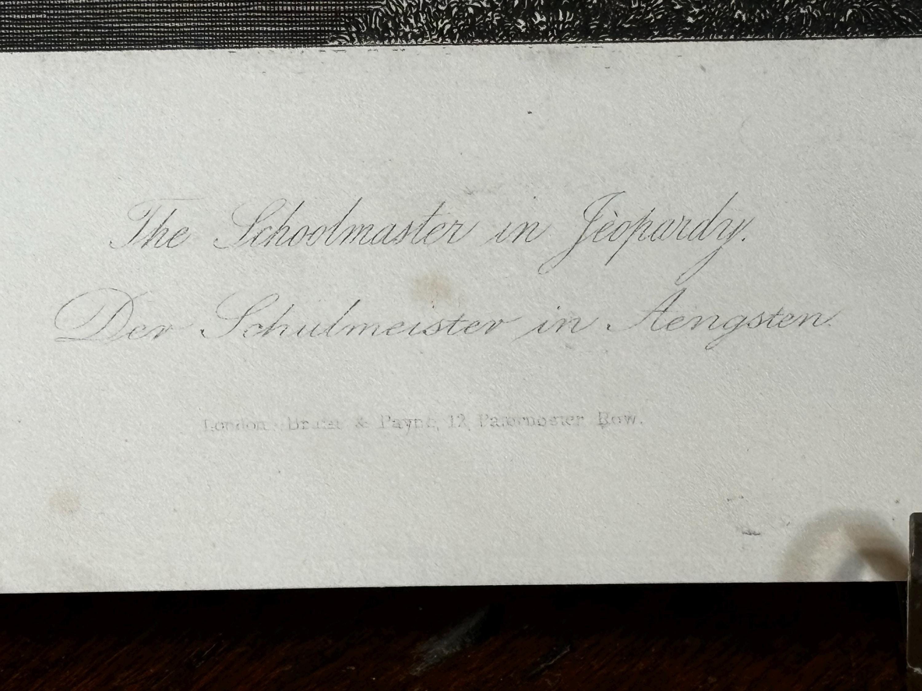 Antique Unframed Victorian Print: the Schoolmaster in Jeopardy, 1845 ...