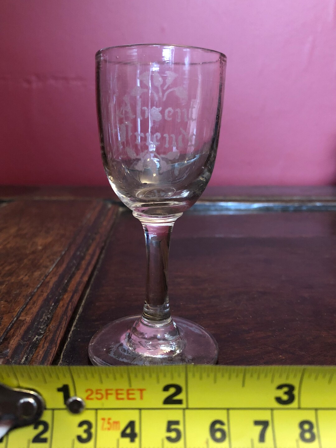 Antique Victorian Small Sherry Glass Engraved absent Friends - Etsy