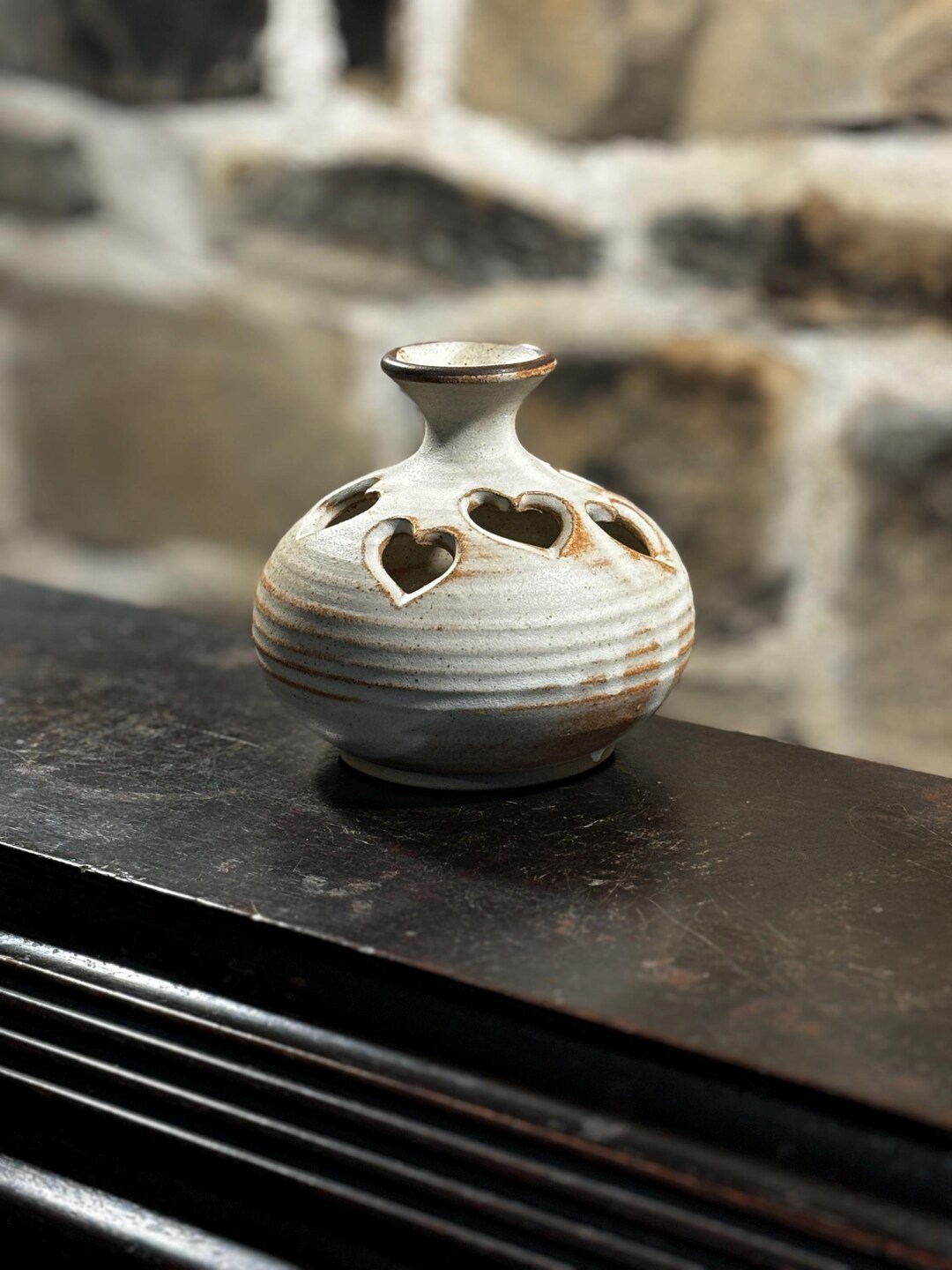 Vintage Bud Vase With Heart Shaped Piercing by Rob Fierek, Gunnislake ...