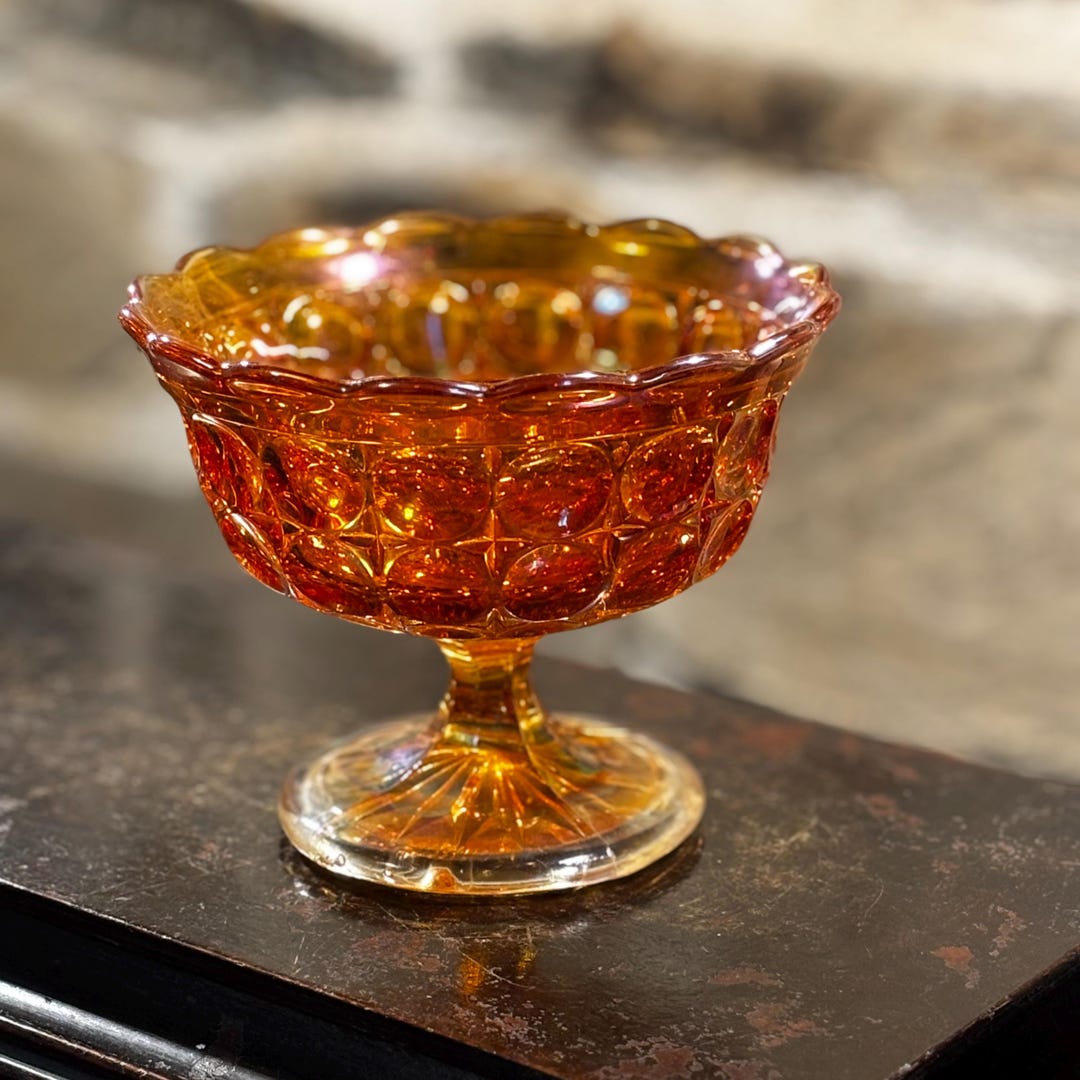 Vintage Carnival Glass Compote 1920s Brockwitz Moonprint German ...