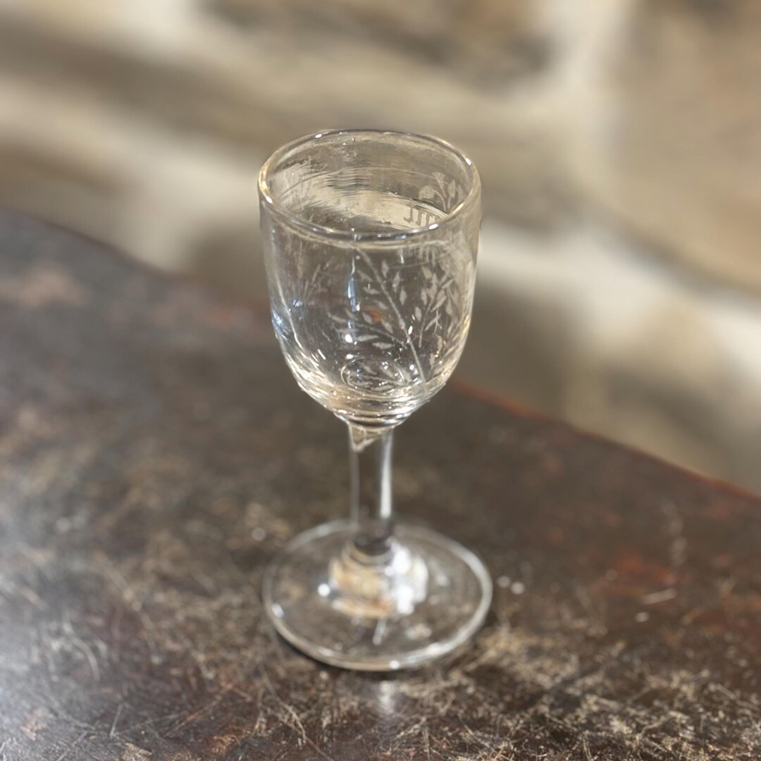 Antique Victorian Small Sherry Glass Engraved ’absent Friends’ - Etsy
