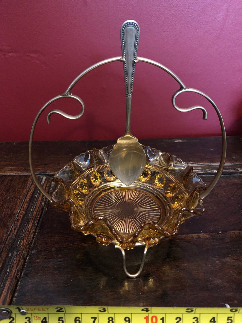 Vintage Carnival Glass Bon Bon Dish Marigold Colour Featuring EPNS ...