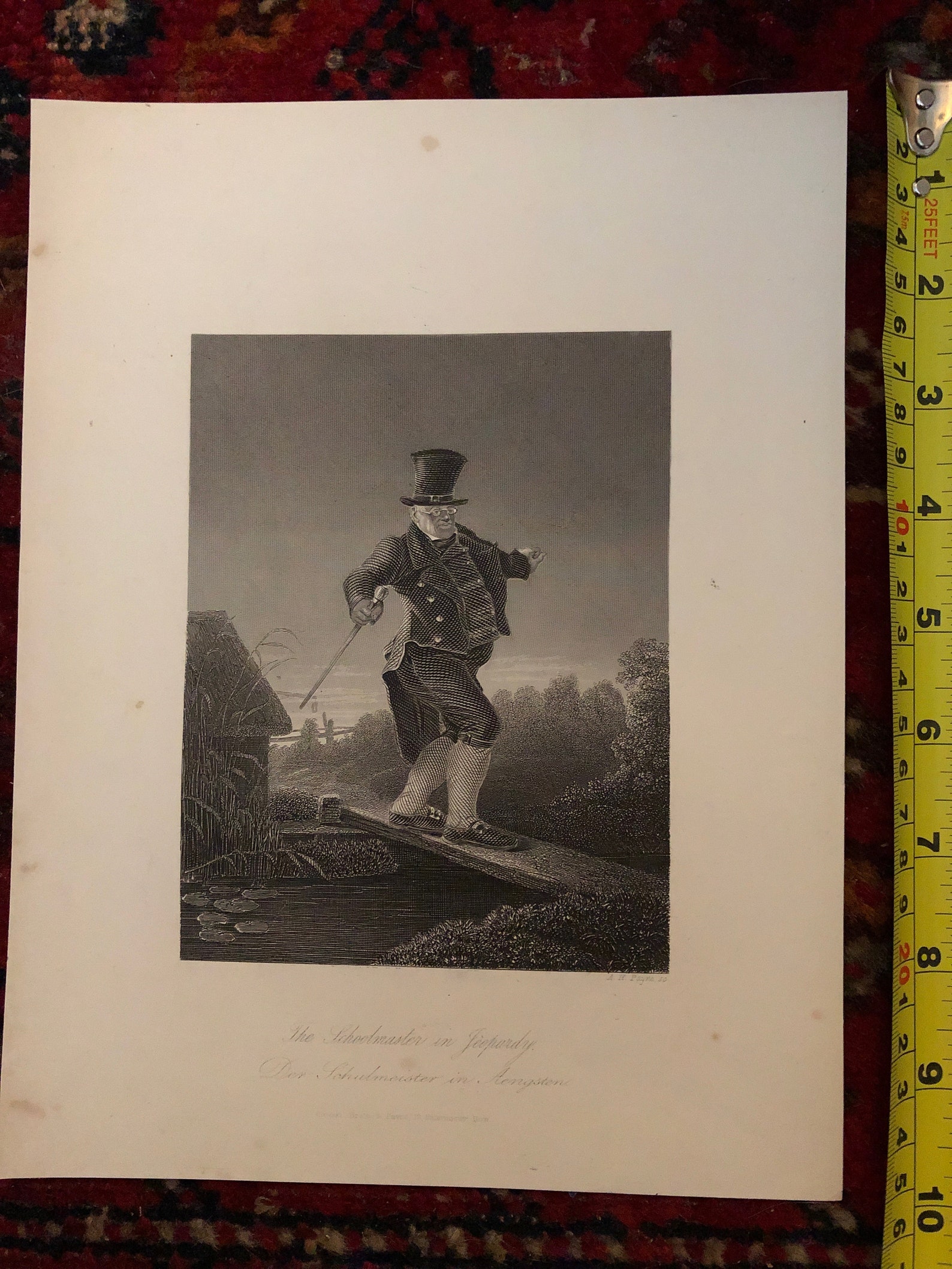 Antique Unframed Victorian Print: the Schoolmaster in Jeopardy, 1845 ...