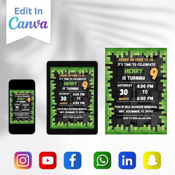 Mine Theme Birthday Invitation - Etsy