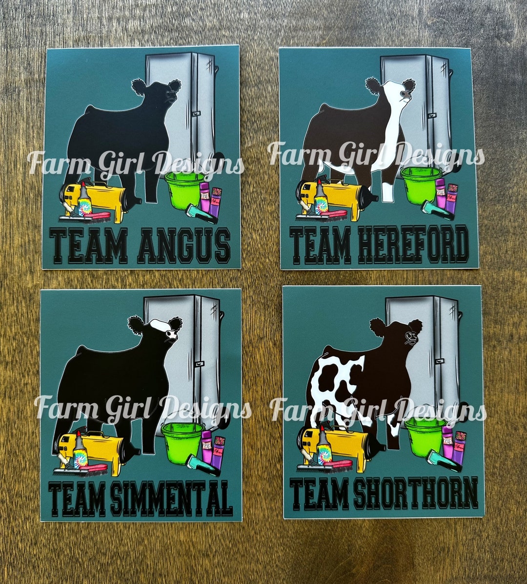 Show Cattle Breed team Stickers Angus Shorthorn Hereford Simmental - Etsy