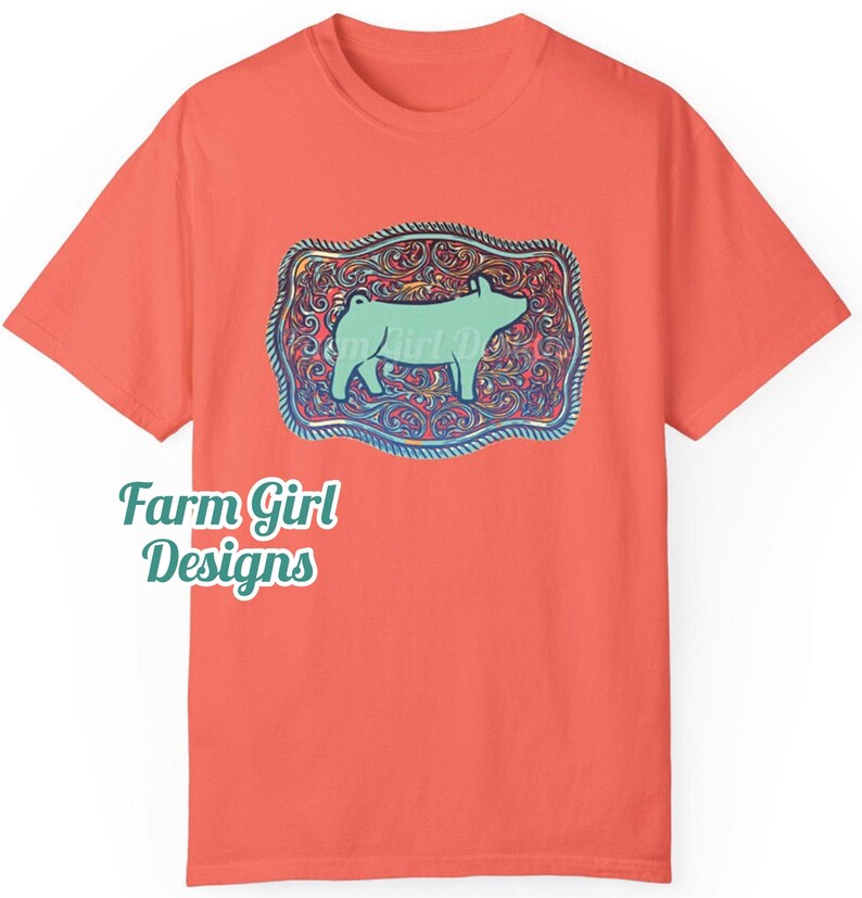 Show Pig Belt Buckle Comfort Colors Tee | Adult Shirt - Etsy