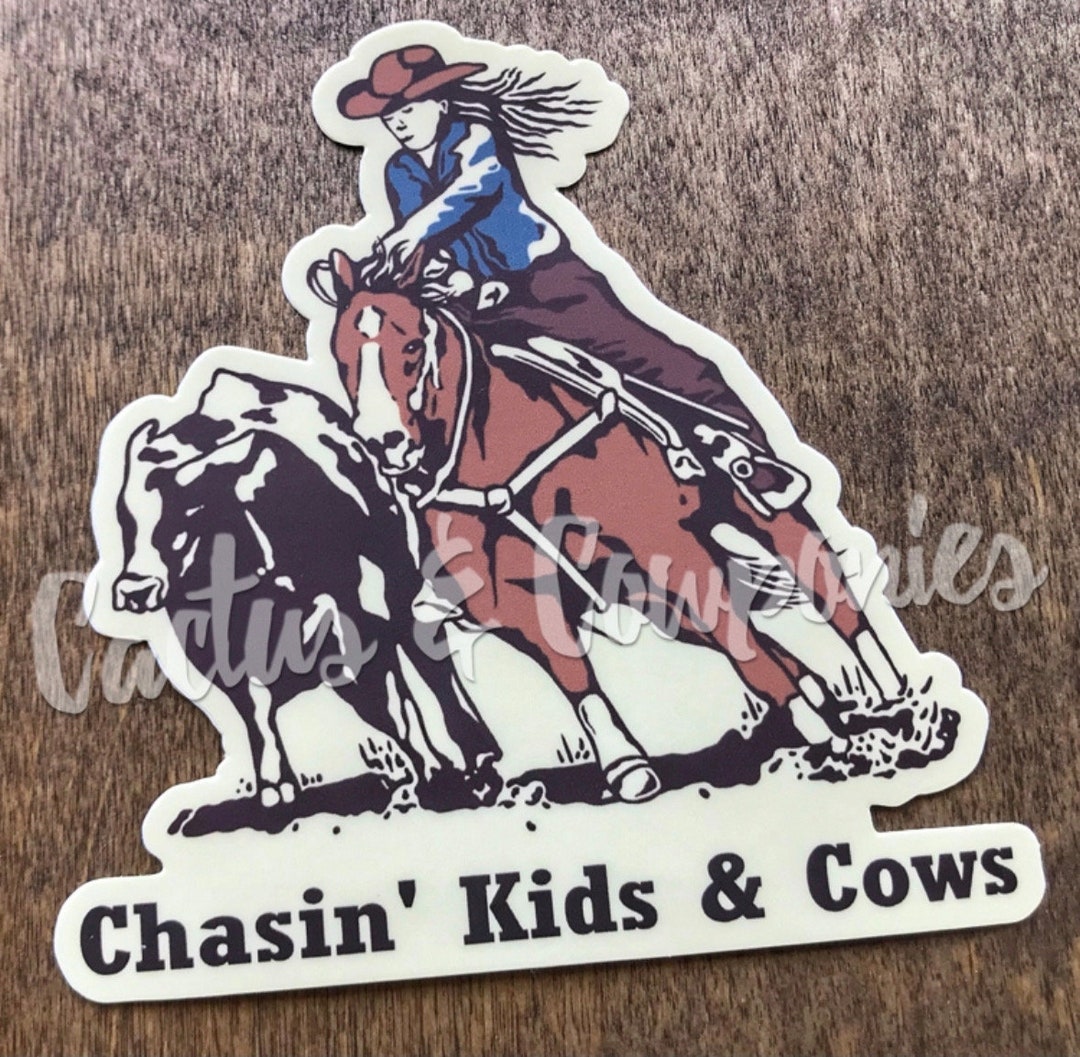 Chasin’ Kids & Cows Sticker - Etsy
