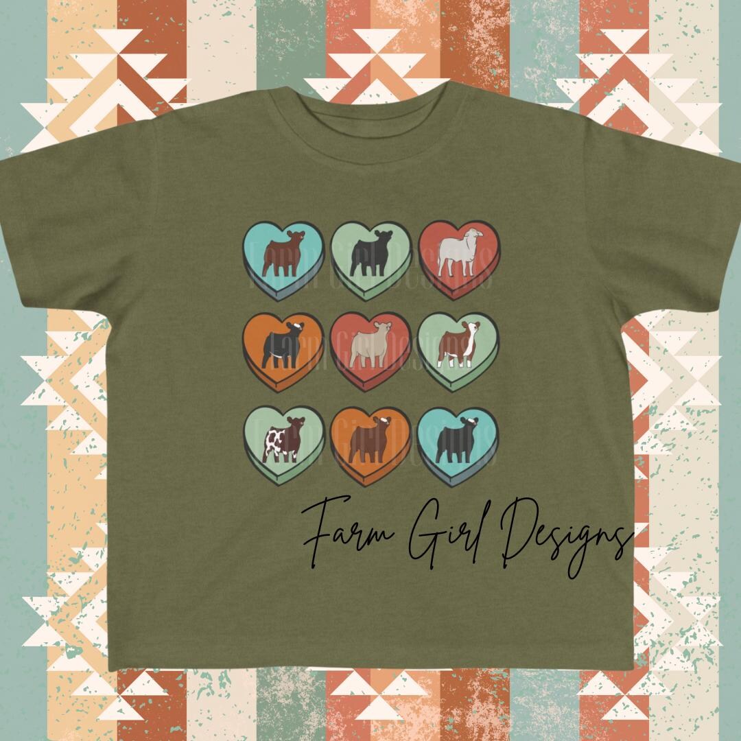 Beef Cattle Breeds Conversation Hearts Toddler's Fine Jersey Tee | Kid ...