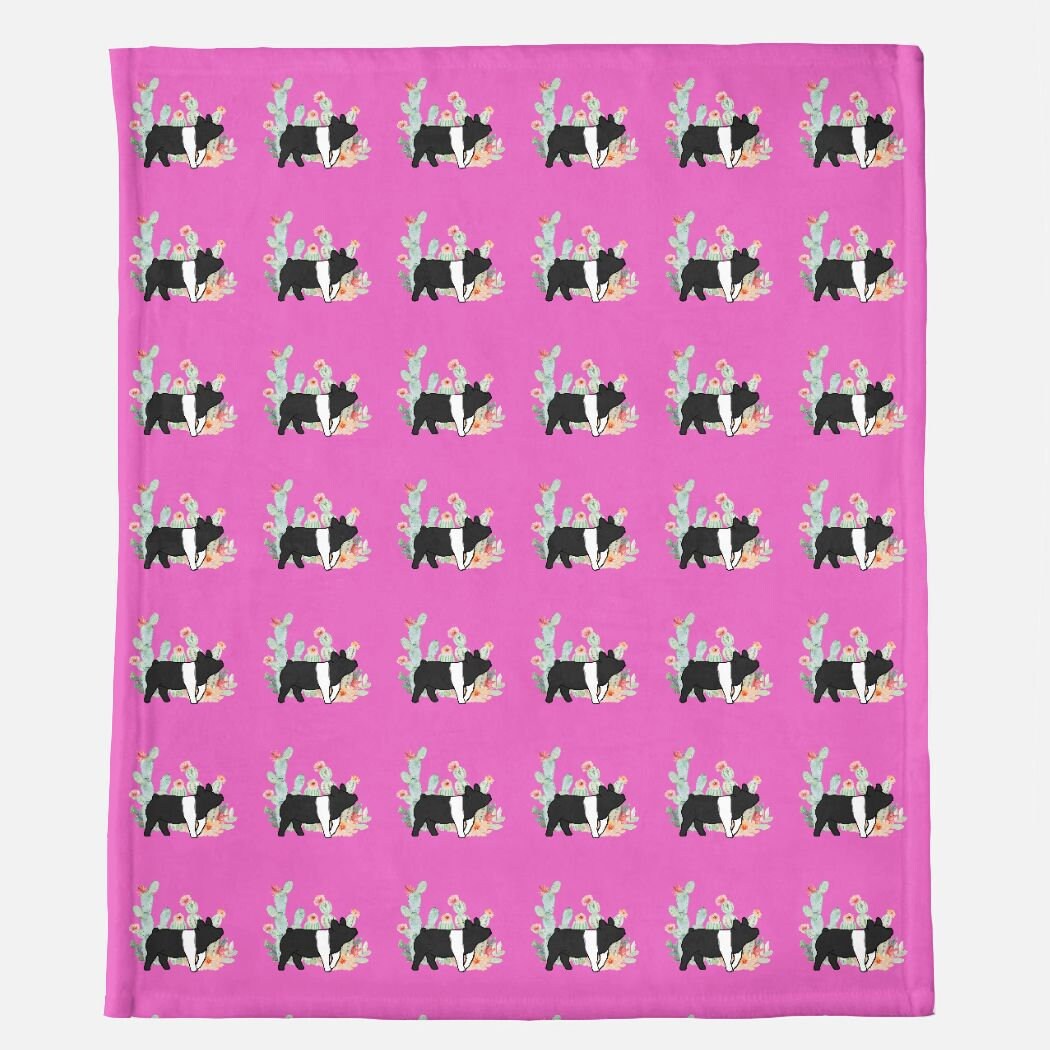 Hamp Pig With Floral Cactus Minky Blanket 50 X 60 - Etsy