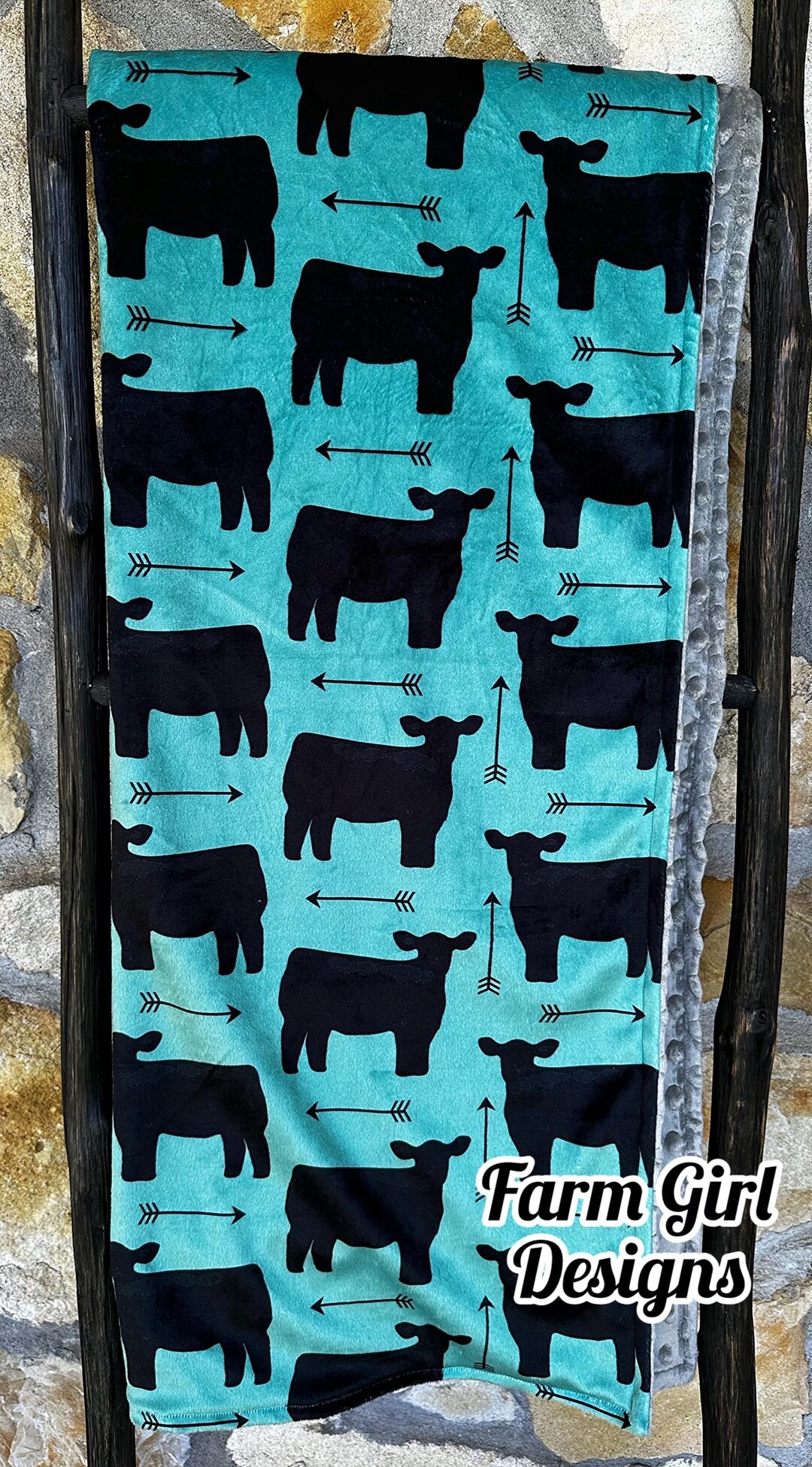Blue Angus Cow & Arrows Handmade Minky Blanket - Etsy