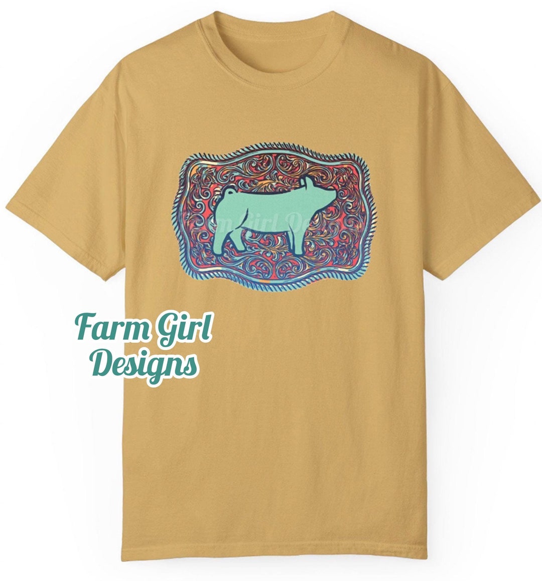 Show Pig Belt Buckle Comfort Colors Tee | Adult Shirt - Etsy