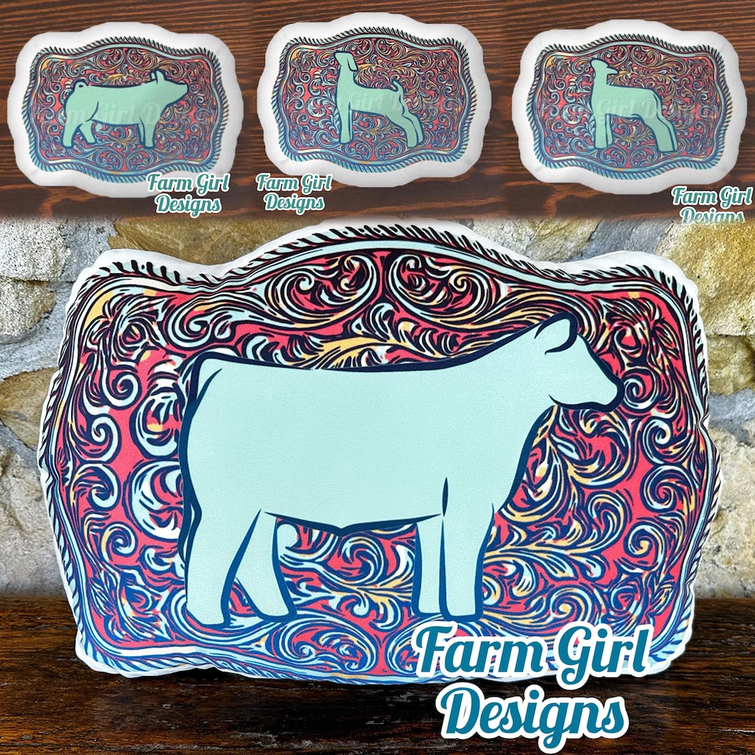 Livestock Belt Buckle Pillow | Lamb | Goat | Pig | Steer - Etsy